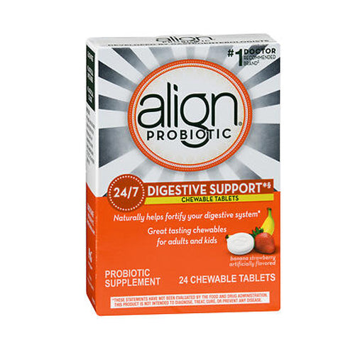 Buy Align Probiotic Supplement Chewable Tablets Banana Strawberry 24 ...